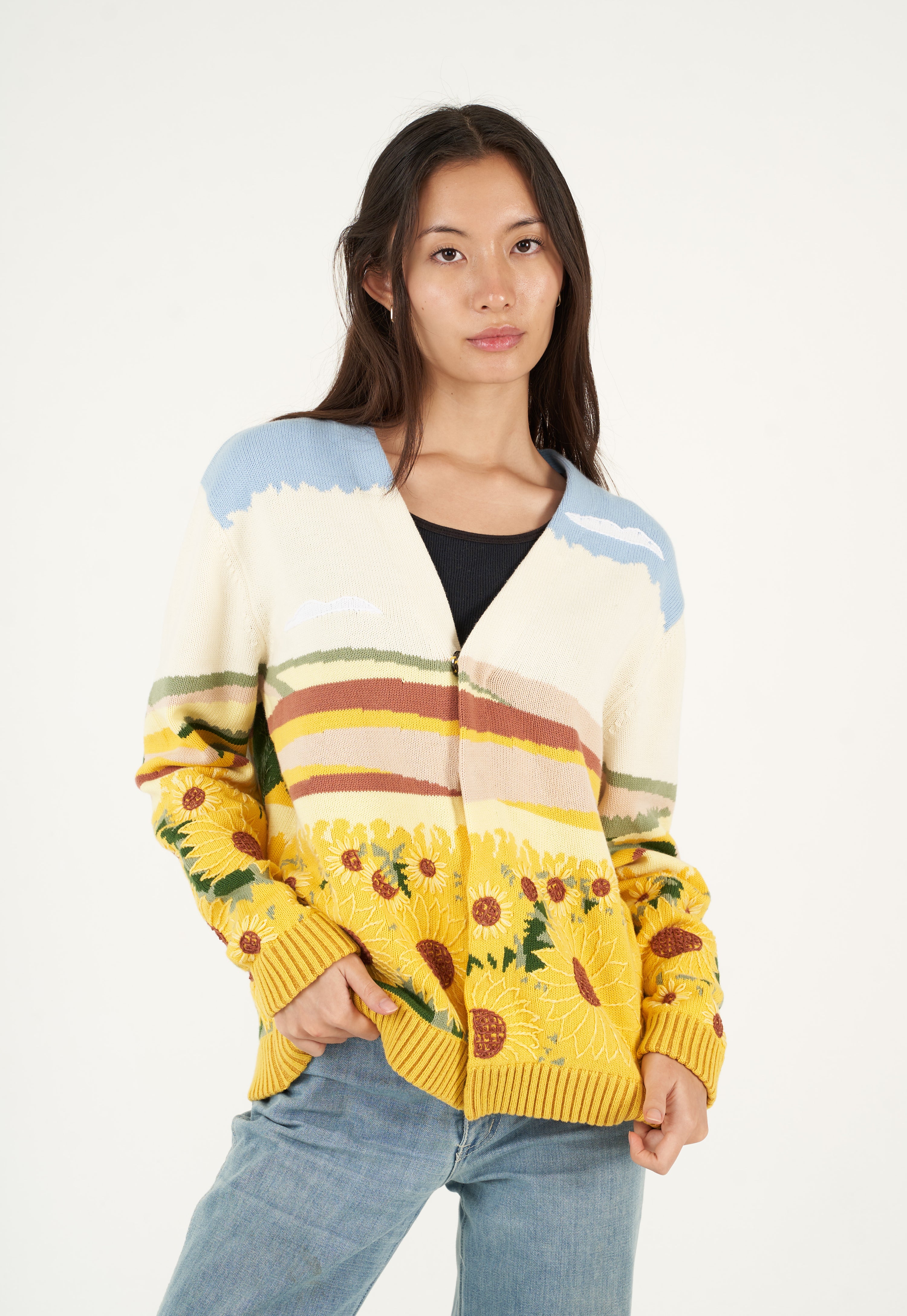 Intarsia Sunflower Cardigan