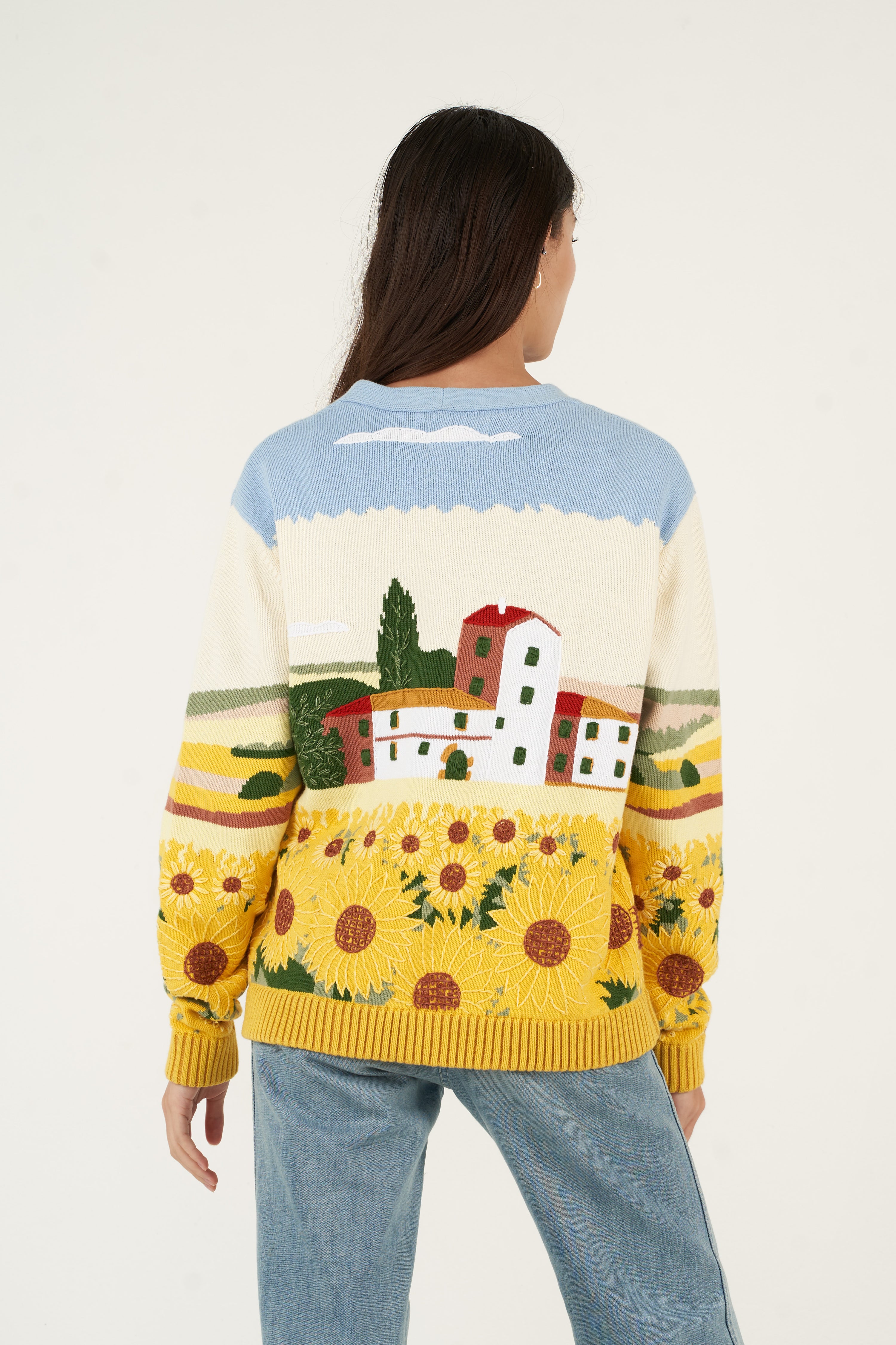 Intarsia Sunflower Cardigan